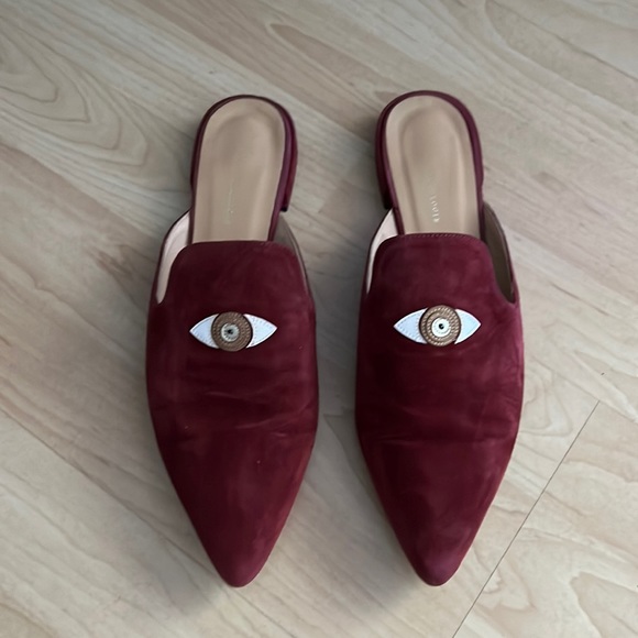 Anthropologie | Shoes | Anthropologie Brand Spirit Eye Mules Wine Color ...